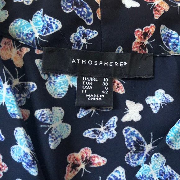 Primark | Tops | Primark Atmosphere Blue Butterfly Tank Blouse | Poshmark